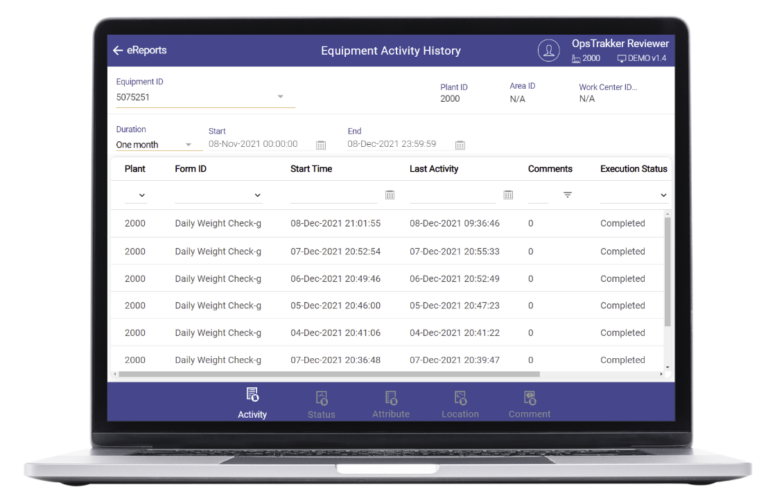 Electronic Equipment Logbook Management for Pharma